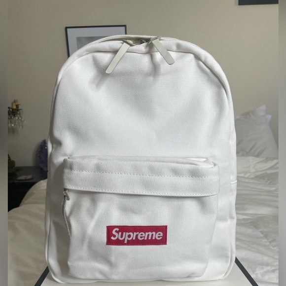Supreme | Bags | Supreme White Canvas Backpack | Poshmark